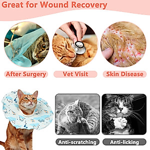 Crazy Felix Cat Cone, Soft Cat Cone Collar to Stop Licking and Scratching, Adjustable Recovery Cone for Cats After Surgery with Drawstring Design, Easy to Eat and Drink