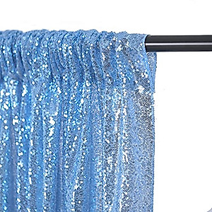 Baby Blue Sequin Backdrop 2 Panels 2FTx8FT Party Backdrop Curtains Glitter Birthday Bridal Curtains Sparkle Photo Backdrop