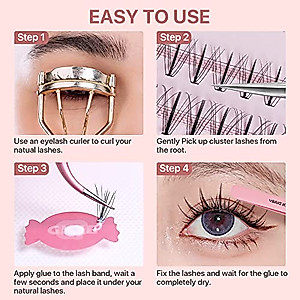 MLEN DIARY Individual Lashes 296 Clusters Lashes 4 Types Manga Lashes Individual Natural Look 9-13mm Eyelash Extension Kit for Make Up DIY