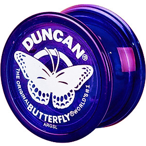 Duncan Toys Butterfly Yo-Yo, Beginner Yo-Yo with String, Steel Axle and Plastic Body, Purple (3124BU-ECHAP)