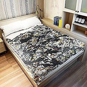 HommomH 60" x 80" Blanket Comfort Warmth Soft Cozy Air Conditioning Easy Care Machine Wash Jackson Pollock