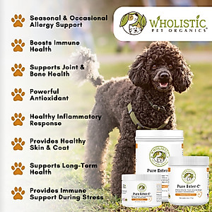 Wholistic Pet Organics Pure Ester-C Powder for Dogs & Cats - 2 Oz - Vitamin C Supplement for Immune Support, Skin & Coat Health, & Allergy Relief - Dog Vitamin Powder for Itchy Skin & Homemade Food