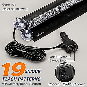 BooYu 14.8in LED Windshield Emergency Strobe Dash Light Bar 12/24V Interior Visor Deck Flashing Hazard Safety Warning Lights for Police Law Enforcement POV Trucks Vehicles [Amber/Green][12 LEDs][18W]