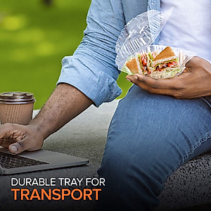 Stock Your Home Plastic 5 x 5 Inch Clamshell Takeout Trays (100 Pack) - Dessert Containers - Plastic Hinged Food Container - Disposable Plastic to Go Boxes for Salads, Pasta, Sandwiches