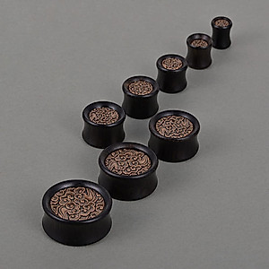 ERKUOO 2PCS Ebony Wood Ear Tunnel Plug Double Flared Ear Gauges Flesh Tunnels Stretcher Piercings Expanders 1/2"(12mm)