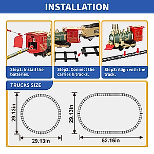 JUQU Train Set-Electric Train Sets for Boys Toddlers Classical Train Toys,Battery-Powered Locomotive Engine with Sound and Lights, 3 Cars &10 Tracks, Christmas Toy Train for Age 3 4 5 6 Years Old Kids