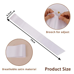 ACO-UINT 16Pcs White Sash Blank Sashes Satin Sashes Custom Sash for Pageants Graduation Birthday Prom Court Senior Bride to Be Party Accessory