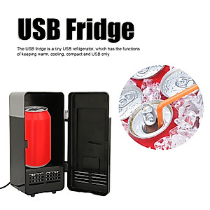 Mini Fridge, Mini USB-Powered Fridge Cooler,USB Fridge Insulated Cooling Small Portable Low Decibel Energy Saving Semiconductor Refrigeratior for Bedroom, Car, Office Desk & Dorm Room (Black)