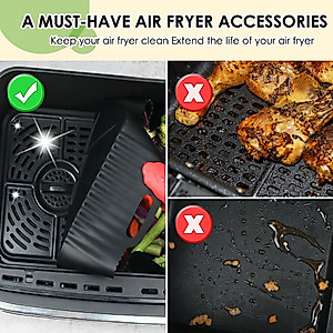 BYKITCHEN Air Fryer Silicone Liners for Ninja Foodi 11 Quart/Topzee 11-QT Large XL MegaZone FlexBasket Air Fryer, 2pcs Air Fryer Dual Liners & 1pcs Large Airfryer Liners for 11-qt Megazone