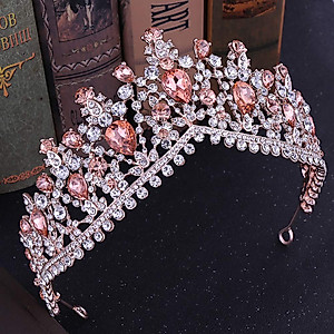 nihngvjm Bridal Crown European Red Green Crystal Big Crown Headwear Bridal Wedding Hair Accessories Jewelry Bride Tiaras Princess Crowns Headdress Tiara for Women (Size : Silver Blue)