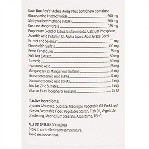 Revival Animal Health Doc Roy's Aches Away Plus- Premium Hip & Joint Support- for Medium & Large Dogs- 90 ct Regular Soft Chew