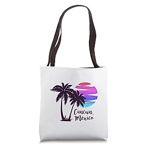 Cancun Mexico Beach Summer Vacation Palm Trees Sunset Tote Bag