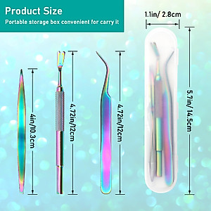 COITEK 3 in 1 Tick Remover Kit, Black Tick Remover Tweezers Stainless Steel Tick Remover Tools Set for Pet Dog, Cat, Human with Storage Box (Colorful)