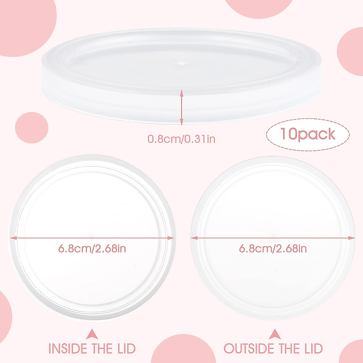 10 Pcs Yogurt Jar Lids for Oui Yogurt, Clear Plastic Yogurt Container Lids Food Storage Replacement Lids Covers Compatible with Oui Yogurt Jars (2.64 Inch)
