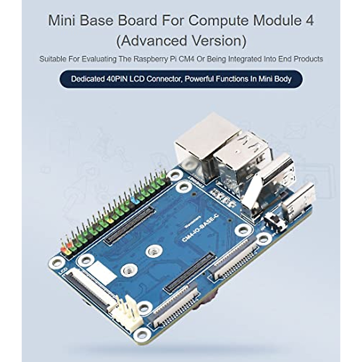 Waveshare Mini Base Board Type Compatible with Raspberry Pi Compute Module 4