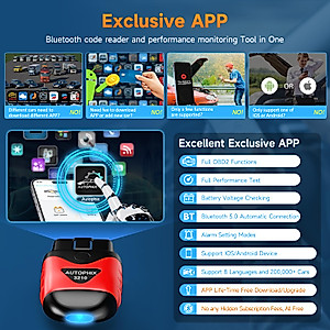 AUTOPHIX 3210 Bluetooth OBD2 Scanner Enhanced Wireless Car Code Readers Auto Scan Tools Diagnostic Scanner with Battery Performance Test Check Engine Light Exclusive APP for iPhone, iPad & Android