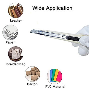 WEKOIL 30Pcs Snap Off Utility Knife Blades with 3 Pcs Delicate 9mm Auto Lock Art Knives Craft Cutters Box Paper Cutters Graphic Knife for Office Home Garage Warehouse,White