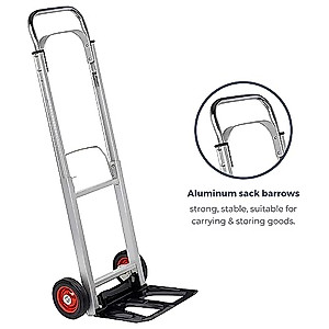 Folding Aluminium Industrial Hand Trolley - with Anti Puncture Tyres and 220LB Load Capacity (White) - 5 Year Warranty - Collapsible Handtruck - Portable G-Rack Folding Dolly-Folding Hand Truck