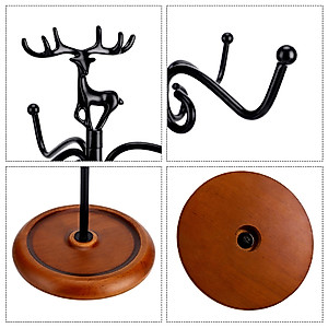 Epicano Mug Holder Tree, Coffee Cup Holder for Countertop, Coffee Mug Display Stand, Coffee Bar Accessories and Decor, 6 Mug Hooks, Gift for Coffee Lover, Metal Black