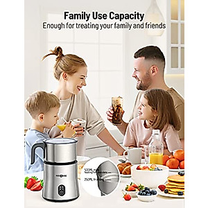 Paris Rhône Milk Frother and Steamer, 4 in 1 Detachable Milk Warmer, 500ML Hot Chocolate Maker and Electric Milk Heater, Food Grade Stainless Steel, Hot/Cold Foam Maker, Dishwasher Safe