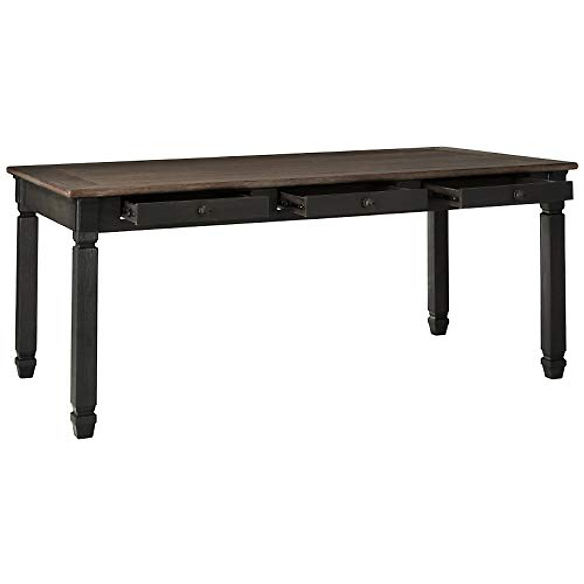 Signature Design by Ashley Tyler Creek Farmhouse Dining Table with Drawers, Seats up to 6, Almost Black