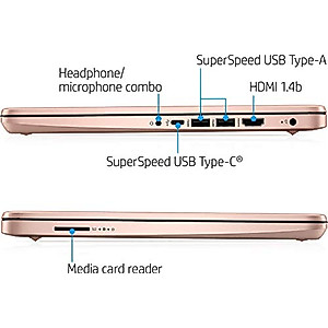 2022 HP Premium 14-inch HD Thin and Light Laptop, Intel Quad-Core Processor, 16GB RAM, 64GB Storage, Long Battery Life, Webcam, Bluetooth, HDMI, Wi-Fi, Rose Gold, Windows 11 + 1 Year Microsoft 365