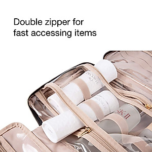 BAGSMART Large Toiletry Bag Travel Bag with Hanging Hook, Water-resistant Makeup Cosmetic Bag Travel Organizer for Accessories, Shampoo, Full Sized Container, Toiletries