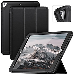 SEYMAC Case for iPad 9th/8th/7th Generation Case, iPad 10.2 Case, Sturdy Heavy Duty Shockproof Protection Folio Stand Case with Smart Cover Auto Sleep/Wake for iPad 10.2 Inch, Black