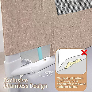 Bed Rails for Toddlers, Extra Tall Specially Designed for Twin, Full, Queen, King Size - Safety Bed Guard Rails for Kids (1 Side:78.74"(L) x27"(H), Khaki)