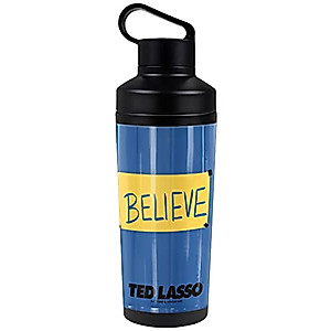 Ted Lasso OFFICIAL Ted Lasso Believe Sign 18 oz Insulated Water Bottle, Leak Resistant, Vacuum Insulated Stainless Steel with 2-in-1 Loop Cap