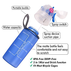 Linowos Drinking and Misting Sports Water Bottle, Non-Toxic BPA Free, Fast Water Flow Opens with 1-Click, Portable Leak-Proof Spray Cup for Cycling Fitness Camping Hiking Outdoor