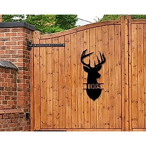 Personalized Deer Antler Address Metal Wall Art Sign Home Outdoor Custom Metal Address Sign 8x8 inches Black Power Coated Mailbox Sign Housewarming Gifts