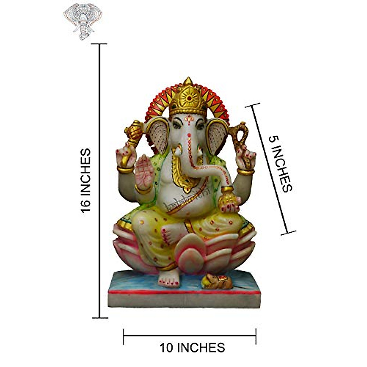 Kalakrithi Marble Made Sleeping Ganapati on Sofa with Gold Finishing.