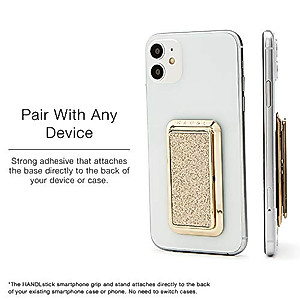HANDL New York Champagne Glitter HANDLstick Silver Glitter Grip and Stand for Smartphone