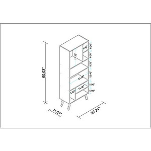 Manhattan Comfort Warren Modern Home Office 8 Shelves Tall Bookcase 1.0, White