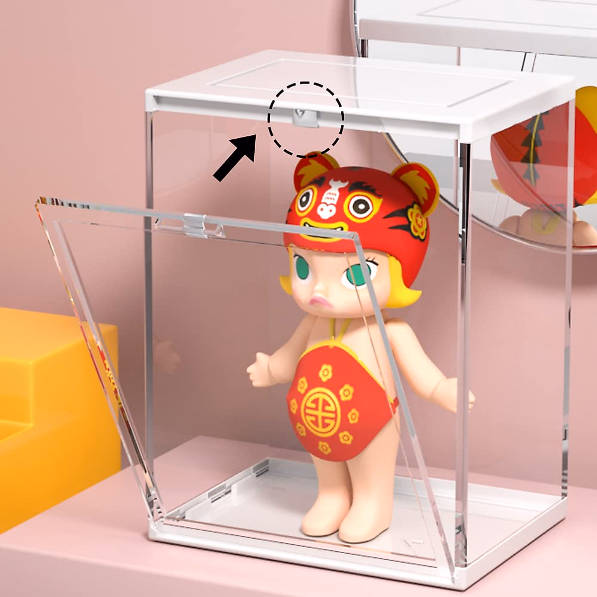 GOTO 12pcs Small Clear Display Cases for Blind Box Toy Pop Mart Bearbrick 100 Mini Action Figures Organizer Display Box Container Unit (12, 0.5L/Box)