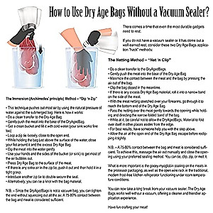 Dry Aging Bags for Meat Vacuum Sealer no Required easily create Dry Age Meat at Home breathable membrane KIT 5pcs 8x16 in (20x40cm) 1-5lb up to 2.5kg