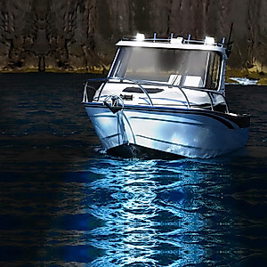 Nilight Marine LED Light Pods Navigation Lights 2PCS 4Inch White Spot Flood Combo Ponton Boat Deck Dock Lights for Night Fishing T-top Stern Yacht Port Sailboat Trucks Tractors, 2 Years Warranty