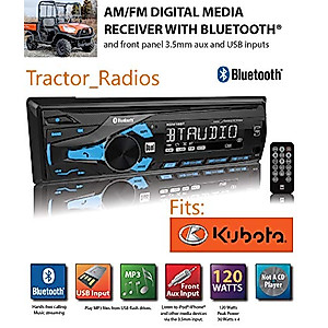 Compatible Kubota Tractor Direct Connect Stereo Radio MP3 AM FM USB Aux Bluetooth Remote RTV-1100 RTX-1100C Harness Plug B2650 RTV RTX