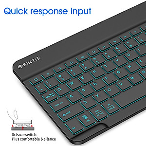FINTIE 10-Inch Ultrathin Wireless Bluetooth Backlight Keyboard, [7 Color Backlit] Rechargeable Keyboard for iPad Samsung Tablet, iPhone Smartphone, iOS, Android Tablets Phone, Black