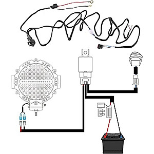 LightBoss Wiring Harness, 2 Leads 14AWG 9Feet 40A LED Fog Light Loom Kit On/Off Relay Switch for 12V Lights Work Bar Pods Rocker Laser on Jeep Boat Trucks (Wiring12Vx1-1)