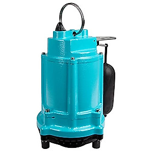 Little Giant 6EC-CIA-SFS 1/3 HP, 115-Volt, 3180 GPH Automatic Cast Iron Submersible Sump/Effluent Pump with Polypropylene Base, Integral Snap-Action Float Switch and 10-Ft. Cord, Blue, 506807