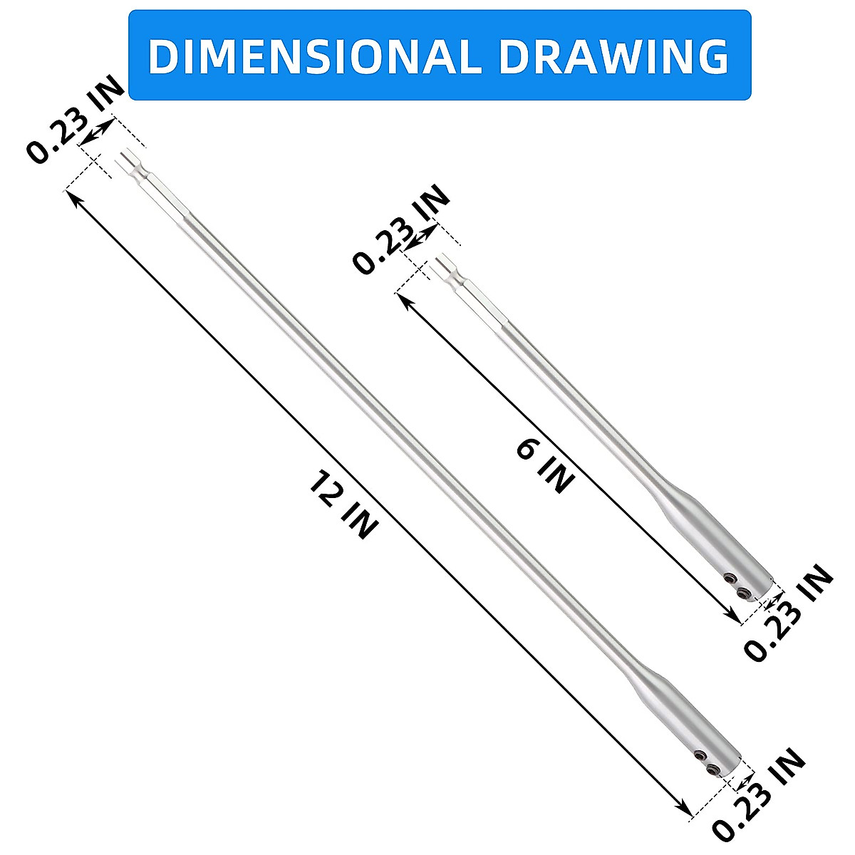 ERGAOBOY 2 Pcs 6" & 12" Dril Bit Extension with Hex Wrench Kit,Fit for 1/4 Wood Spade Drill Bit