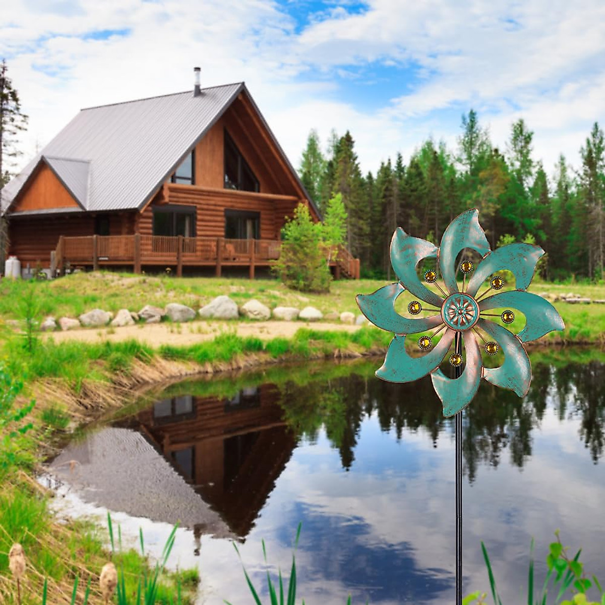 VEWOGARDEN Garden Decor Wind Spinners, Small Waterproof Metal Pinwheels Wind Spinner for Yard and Garden 37 * 10inches (Single Blade)