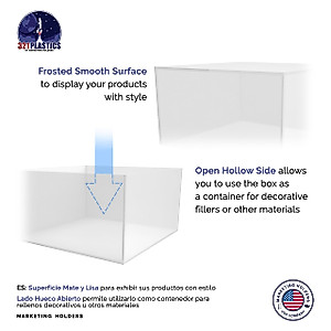Frosted Acrylic Display Box Counter Retail Merchandise Storage Bin No Lid with Open Bottom 7" x 7" x 4" Flippable Cubby for Tradeshows and Expos by Marketing Holders