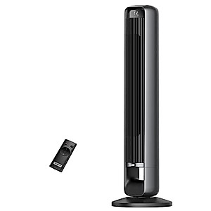 PARIS RHÔNE Tower Fan 42 Inch,42”90° Oscillating Fan,DC Motor,28dB,12 Speeds,4 Modes,12H Timer,LED Display,Floor Standing Fan with Remote,Quiet Cooling Bladeless Fan with Remote for Room or Office