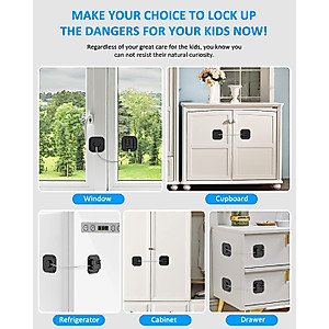 Cabinet Locks for Babies, Refrigerator Lock, 2 Pack DUOSI Fridge Lock Child Locks for Cabinets, Baby Proofing Safety Locks for Kitchen Cabinets and Drawers, Closets, Windows, Doors and More