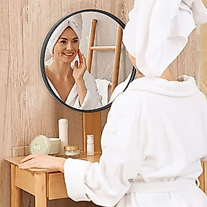 ZenStyle Black Circle Wall Mirror 18 Inch Round Wall Mirror with Metal Frame for Entryways, Bathrooms, Living Rooms, Wall Decor, Farmhouse, Makeup Vanity (Black, 18" x 18")