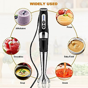 3-in-1 Immersion Hand Blender: 3-Angle Adjustable with Variable 21-Speed Control, Powerful Hand Blender Electric for Milkshakes | Smoothies | Soup| Puree | Baby Food (Grey)