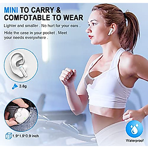 MAXROCK True Wireless Earbuds,TWS Bluetooth Headphones Stereo Powerful Sound TWS Earphones,30H Playtime,Sweat Proof Dual Bluetooth 5.2 Headset with Built-in Mic for Sports,Transparency Black (White)